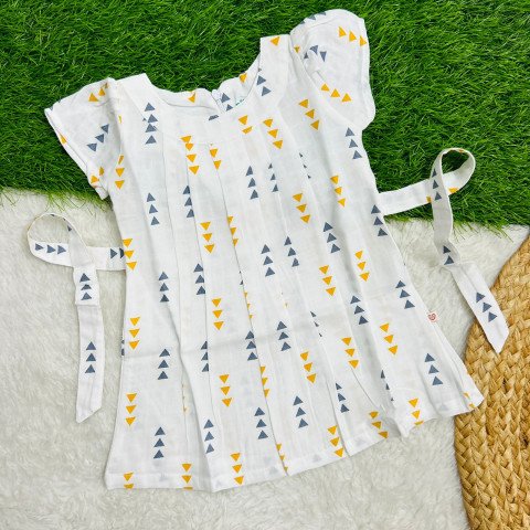 Yellow Arrow -Puff hand Frock - My Mini Buds